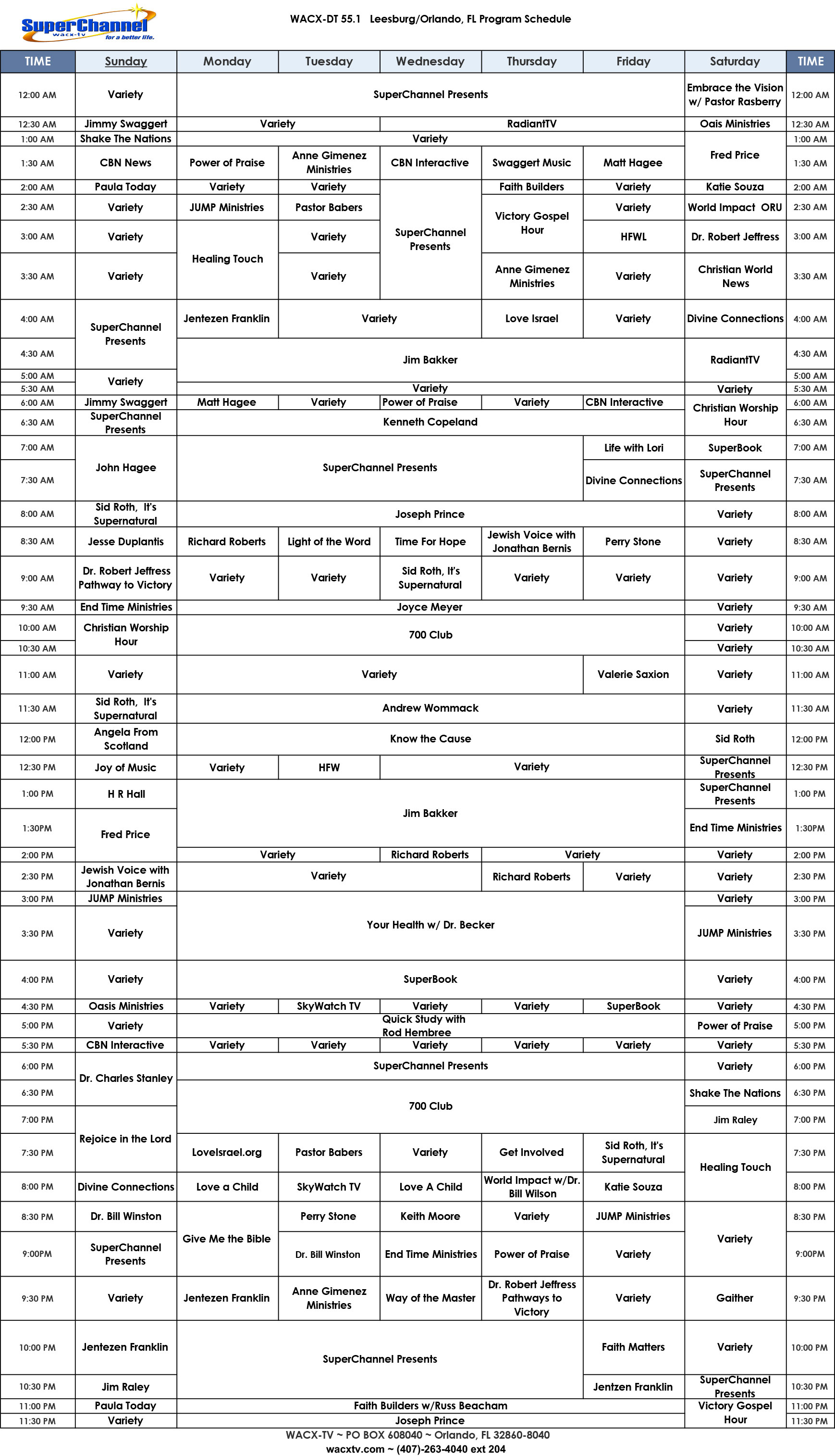Program Schedule